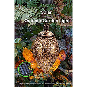 2PCS Hanging Solar Lights Solar-Powered Lantern LED Garden Lights Metal Lamp Waterproof for Outdoor Hanging Decor…