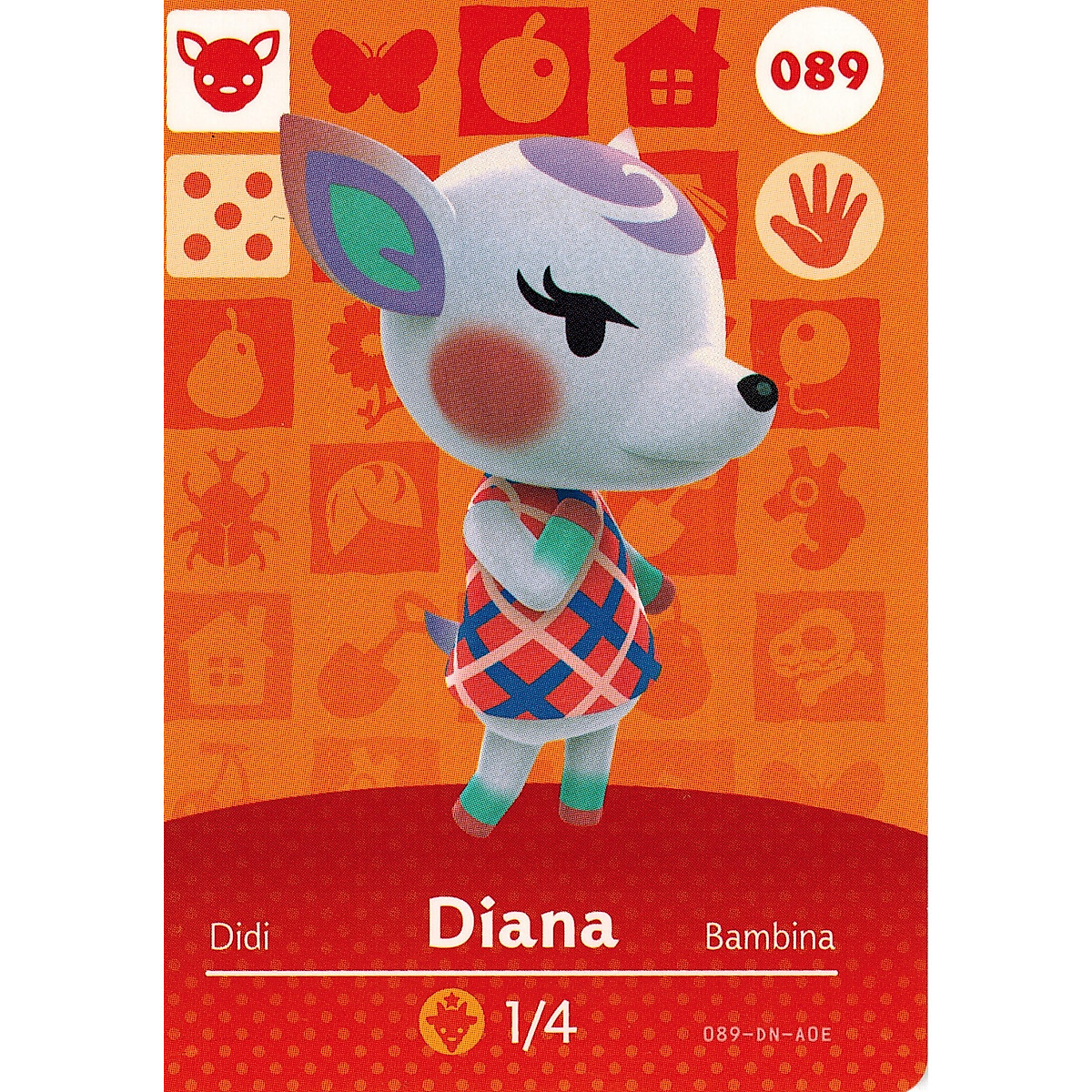 Animal Crossing Happy Home Designer Amiibo Card Diana 089/100