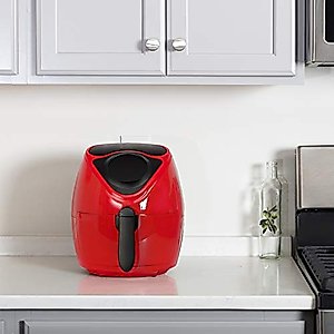 Deco Chef XL 14.5 Cup 3.7 QT Digital Air Fryer Cooker With 7 Smart Programs, Healthy Oil Free Cooking, LED Touch Screen, Non-Stick Coated Basket, Timer, and Cookbook (Red)