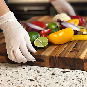 Large Teak Wood Cutting Board - Juice Groove, Reversible, Hand Grips (Edge Grain, 18 x 14 x 1.25 inches | Large)