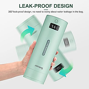 Travel Electric Tea Kettle Portable Small Mini Coffee Kettle, with 4 Variable Presets, Personal Hot Water Boiler 304 Stainless Steel with Auto Shut-Off & Boil Dry Protection, BPA-Free Green