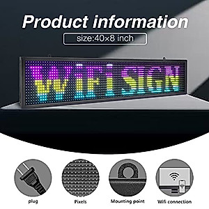 Scrolling LED Sign with WiFi P10 Outdoor 40" x 8" LED Display Programmable LED Sign Perfect Solution for Advertising