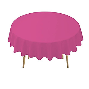PARTY ULYJA Hot Pink Plastic Tablecloths 2 Pack Fuchsia Disposable Table Covers 84 Inch Circle Magenta Birdal Shower PEVA Cerise Table Cloths for Picnic Birthday Wedding's 6 ft Round Table Use