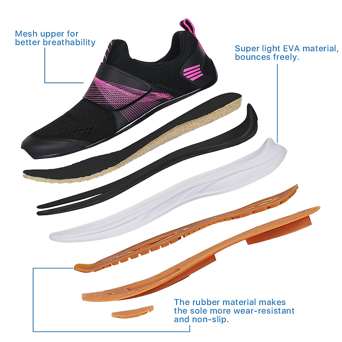 Pairobin Cycling Shoes Women's Indoor Cycling Shoes - Outdoor Cycling Shoes Comfortable and Breathable - Compatible with SPD Cleats Black