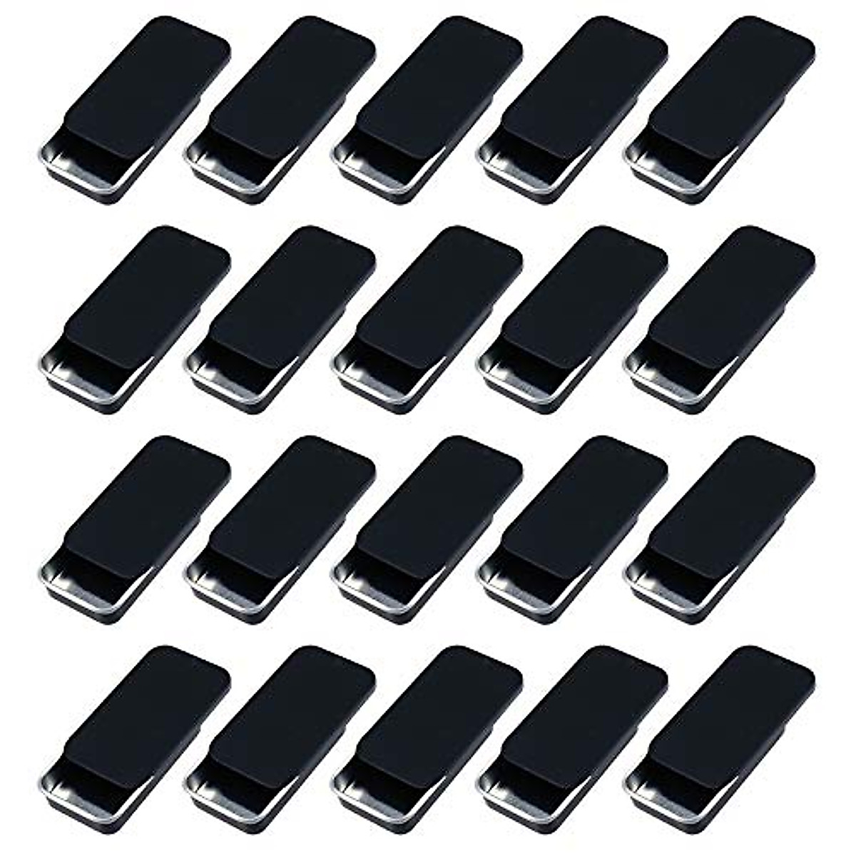 Coshar 20pcs Mini Slide Top Tin Containers Portable Rectangular Box for Crafts Storage, DIY Lip Balms and Solid Perfumes(Black)