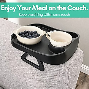 Absolute Living 2 in 1 Sofa Arm Tray with Cup Holder - TV Binging Companion - Adjustable Arm Rest Table for Couch - 9.5" Couch Table Tray for Snacks or Extra Storage - Everyday Sofa Tray