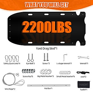 ZFbuhuo 47” x 110” Yard Drag Sled with Pull Cables 1/8 HDPE Thickened Yard Sled Heavy Duty Multipurpose Yard Drag Mat for Hauling Debris, Construction Materials, Logs and Hunting Trophy