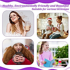 12 Set Reusable Collapsible Straws with Case Silicone Travel Straws Foldable Portable Drinking Straws with Carry Case and Cleaning Brushes for Home Party Travel Picnic