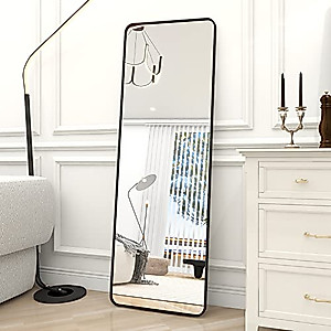 BEAUTYPEAK Black Full Length Mirror, 65"x22" Rounded Corner Floor Mirror Standing Hanging or Leaning Against Wall Dressing Room Mirror Full Length