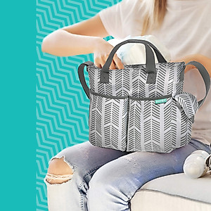 Diaper Bag/Breast Pump Tote Bag- Stylish Arrows, Functional Baby Stroller Organizer - Adjustable Stroller Strap - Eight Total Pockets - Easy to Clean - BONUS: Baby Changing Pad…