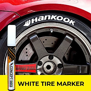 Premium Tire Marker Pens, White Waterproof Paint Markers For Car Tire Lettering, Made In Japan (3 Pack-White)