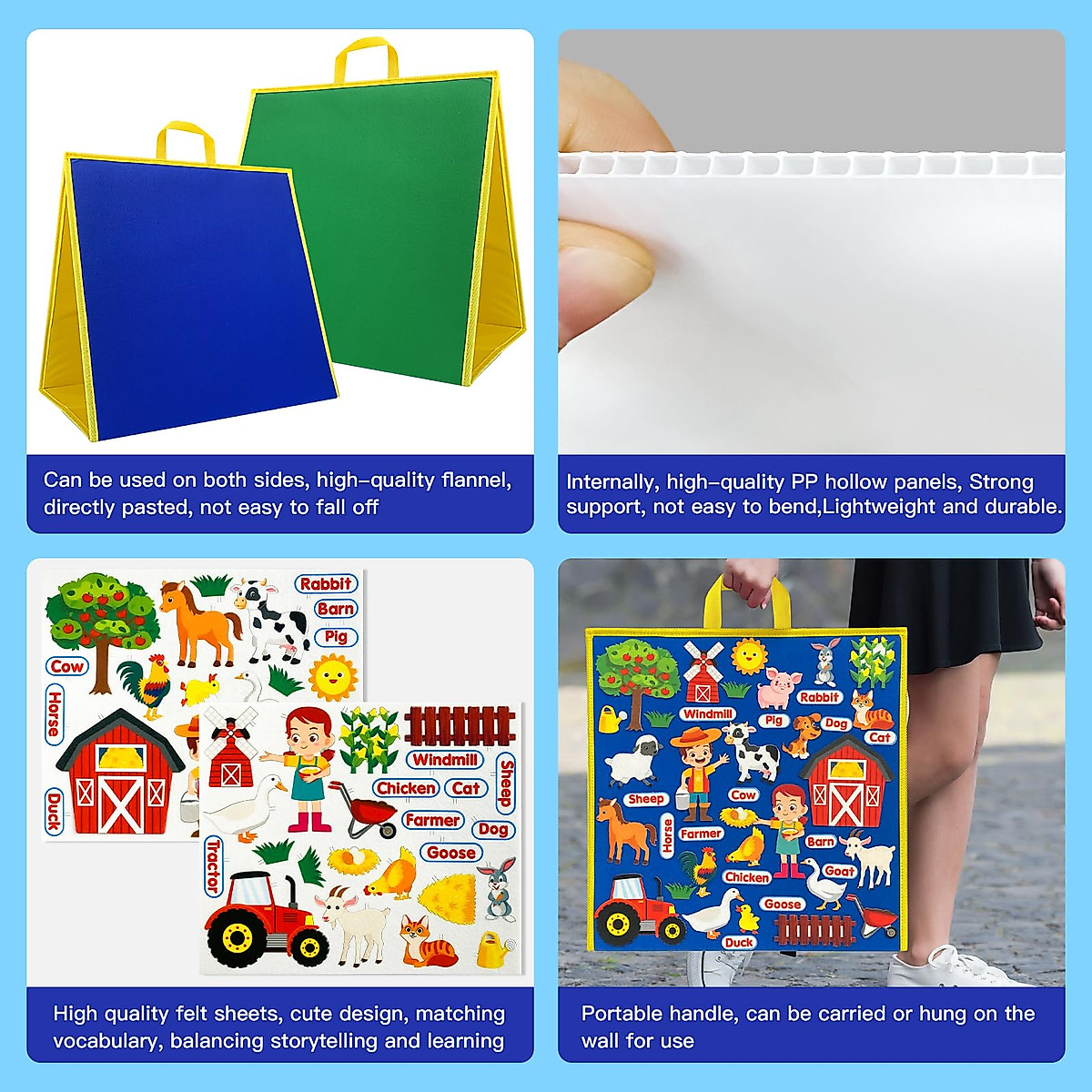 Felt Board&Story Sets and Pieces for Toddlers ,Flannel Board Quiet Time Books for Children,Foldable,Double Sided, Felt Learning Board for The Classroom,Felt Toys Activities for Kids (Zoo Animals)