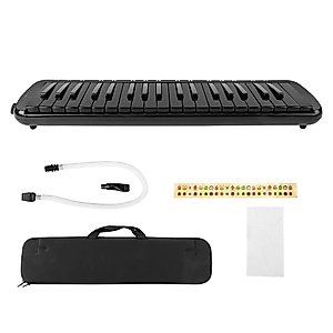 Melodica, 37 Key Melodica Blowpipe Wind Musical Instrument Suitable for Beginner Practice + Bag F37s(Black)