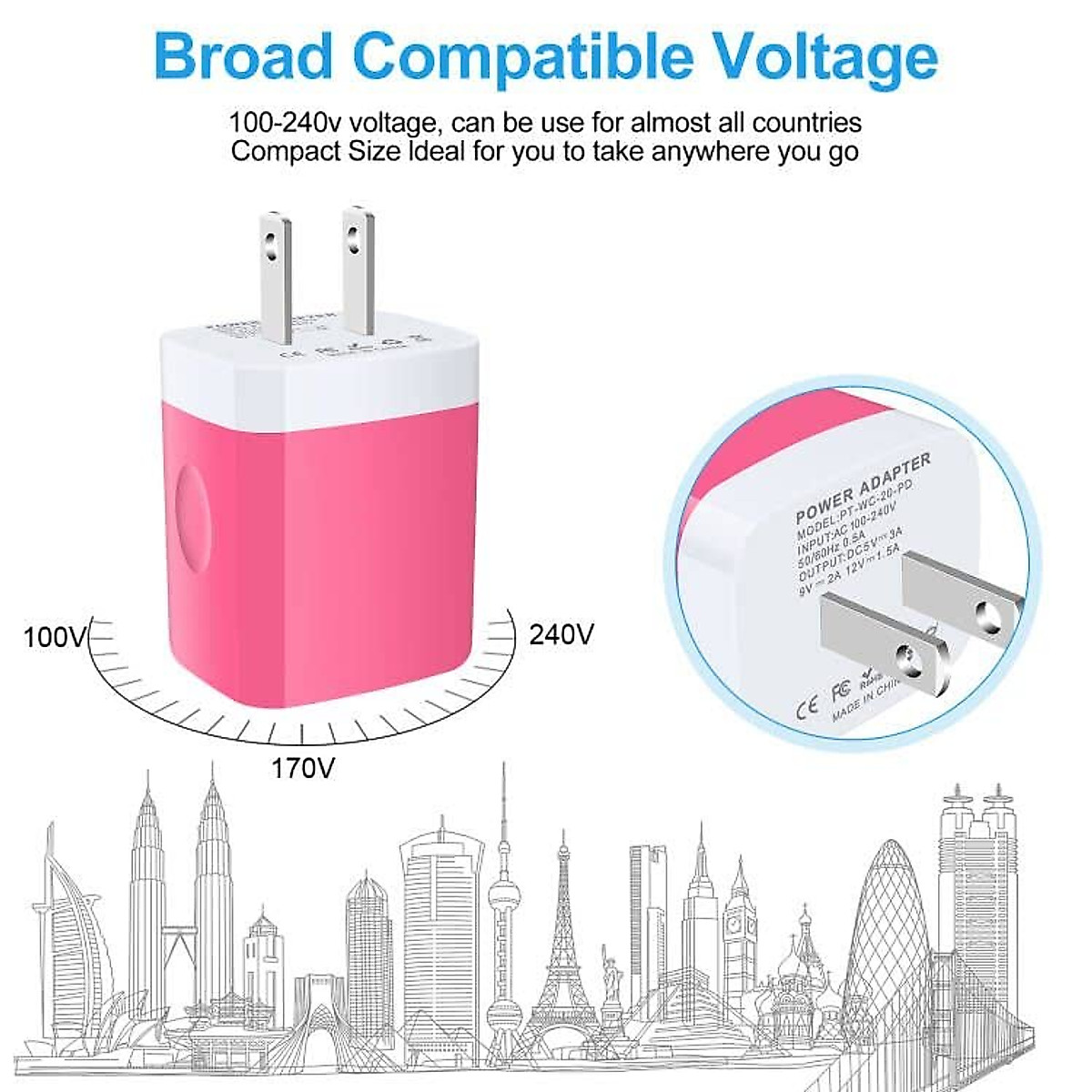 USB C Power Adapter Fast Wall Charger Compatible iPhone 15 iPad Pro 2021/2020/2018 11"/12.9", iPad Mini 6, iPad Air 4, Samsung Galaxy A03s,A53,A73,S22,A52,20W PD Charger Block 6FT Type C to C Cable