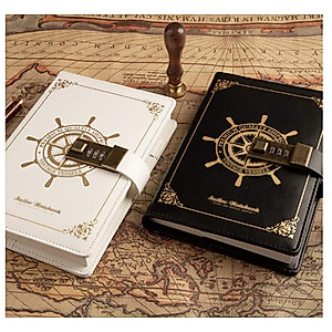 wyh Composition Notebook Digital Password Combination Student Diary Notepad B6 PU Leather Creative Retro for Travel Business Office Journal (Color : Black+Blue+Brown+Gray)