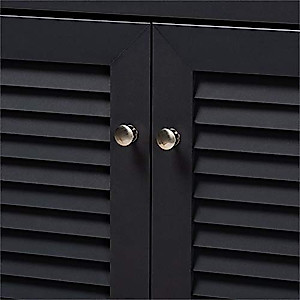 BOWERY HILL Modern and Contemporary Dark Grey Finished 11-Shelf Wood Shoe Storage Cabinet with Drawer