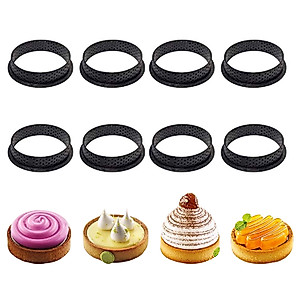 NACTECH 8Pcs Cake Tart Ring Muffin Cake Mousse Ring Cake Mousse Molds Heat-Resistant Non Stick