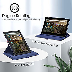 Fintie Case for All-New Amazon Fire HD 10 & Fire HD 10 Plus Tablet (Only Compatible with 11th Generation 2021 Release) - 360 Degree Rotating Swivel Stand Cover Dual Auto Sleep/Wake, Blooming Hibiscus