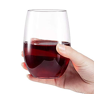 hotder Tritan Stemless Wine Glasses,Unbreakable BPA-Free Plastic Glasses,Set of 4,16OZ (Egg Shape)