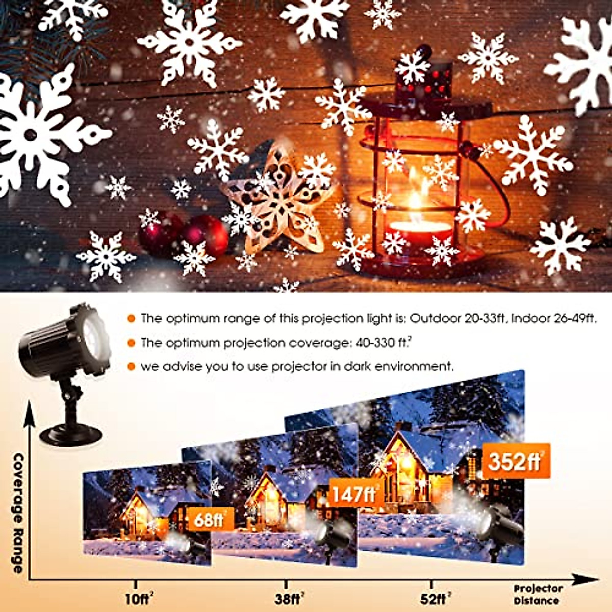 Christmas Snowflake Projector Lights Outdoor, EUKZEKY Snowfall Projector Lights Waterproof Snowflake LED Light Projector Lamp for Holiday Wedding Garden Patio Party Indoor Outdoor Christmas Decoration
