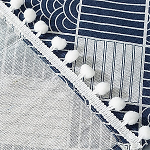 Mvchifay Washing Machine Cover Dustproof Cotton Fridge Cover Decorative Top Load Cover with Side Storage Pockets 54x23inches (Blue cube grids)