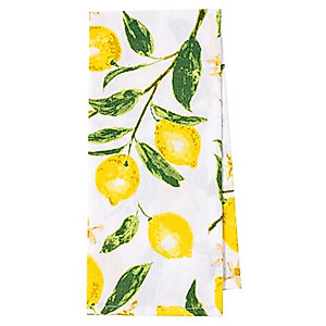 KAF Home Pantry Lemons All Over Kitchen Dish Towel Set of 4, 100-Percent Cotton, 18 x 28-inch