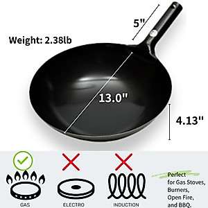 UPB Japan Kanda Iron Beijing Wok - Lightweight and Durable - Perfect for Authentic Japanese Cooking - 13 inch