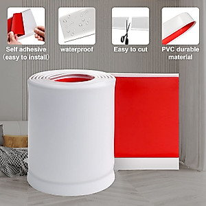 Jaspond Flexible Baseboard Molding Trim, 4 Inch(W) x 20 Feet(L) Self-Adhesive Vinyl Wall Base Cove Base, Peel and Stick Rubber Wall Base Moulding Trim