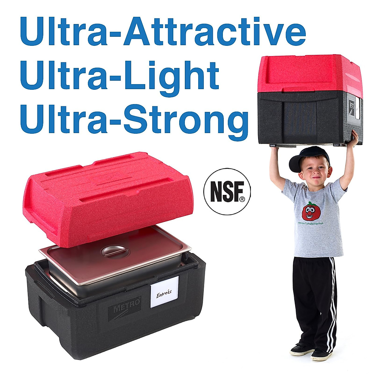 Metro Mightylite ML180XL Top Load Insulated Food Carrier - Professional-Grade Multipurpose Pan Carrier, Insulated Cooler and Food Warmer with Extra Capacity Lid - 45 qt or 5 Pan Capacity