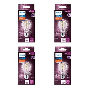 PHILIPS LED Vintage Flicker-Free Clear Spiral A19, Dimmable, Eyecomfort Technology, 500 Lumen, Soft White(2700K), 5.5W=40W, Title 20 Certified, E26 Base, 4-Pack, (565788)
