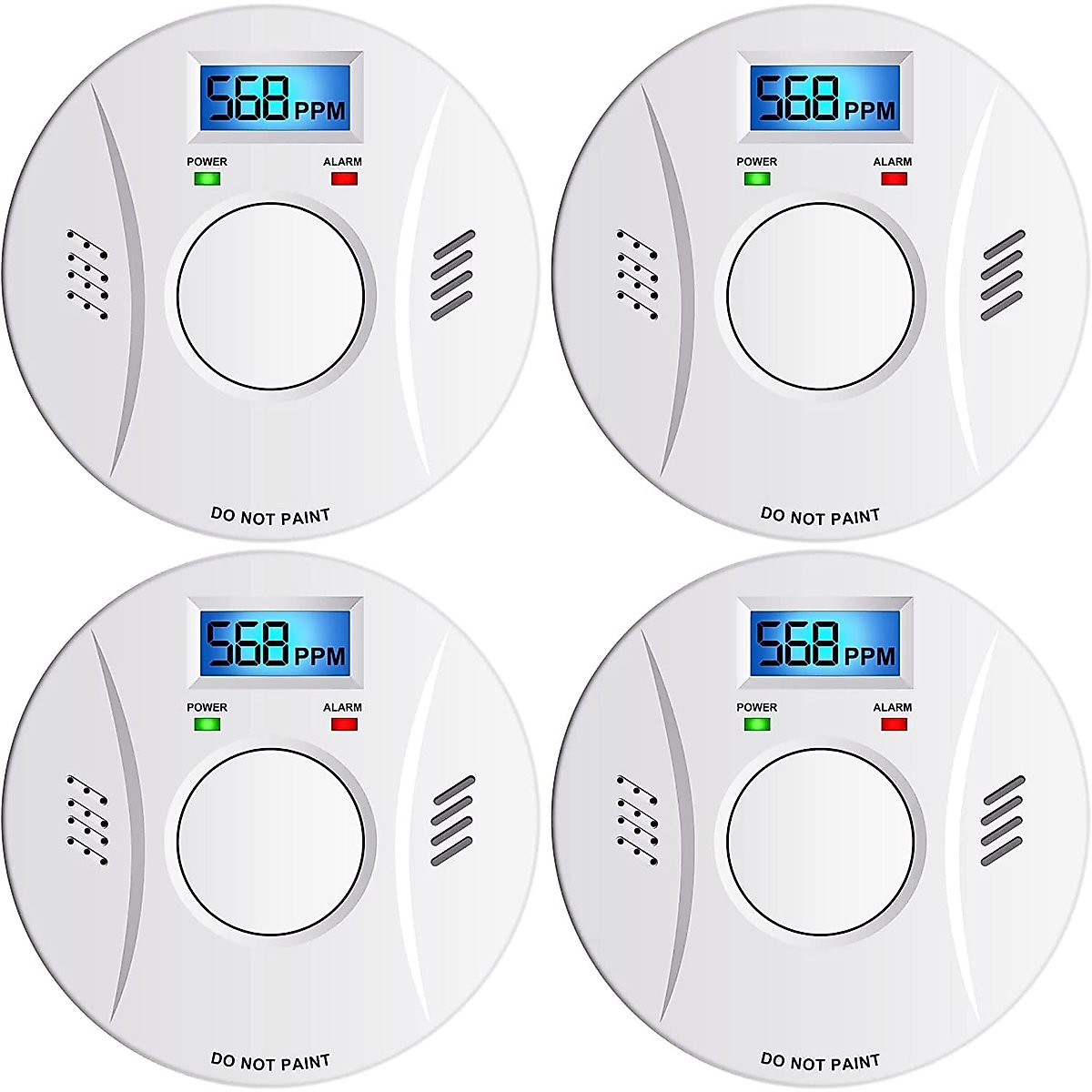 Smoke Detector and Carbon Monoxide Detector Co2 Detector Battery Powered with Test/Reset Button 4 Pack