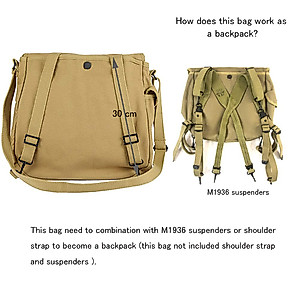 SMONT WW2 US Army M1936 Combat Suspenders WWII Standard X Strap Replica Military Canvas Webbing (Khaki)