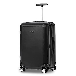 GigabitBest 24 Inch Carry On Luggage with Wheels PC+ABS Hardside Suitcase Spinner Trolley with Built-in TSA Lock, Black