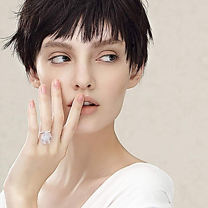 Lotus Fun S925 Sterling Silver Ring Flower in the Rain Open Simulated Crystal Ring Handmade Jewelry Unique Gifts for Women (Silver)