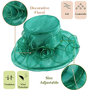 Women's Church Kentucky Derby Hat Wide Brim Tea Party Dress Wedding Hats (S046-Green)