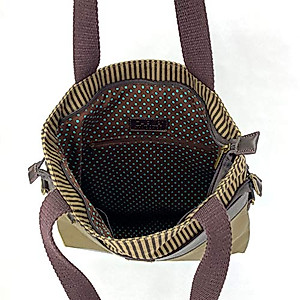 Chala Convertibile Stripe Zip Tote with Pomeranian Key fob - Heavy Canvas Tote with Crossbody