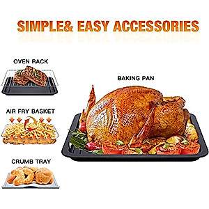 WEESTA Large Air Fryer Toaster Oven, 24 QT, 7-in-1 Convection Oven with Roast, Bake, Broil, 4 Accessories and E-Recipes, 450°F, 1500W, Silver