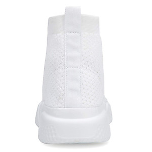 Santiro White Slip On Sneakers for Women Breathable Tennis Athletic Sock Shoes Casual High Top Running Shoes 8.5 US