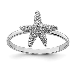 IceCarats 925 Sterling Silver Cubic Zirconia CZ Starfish Ring Size 8