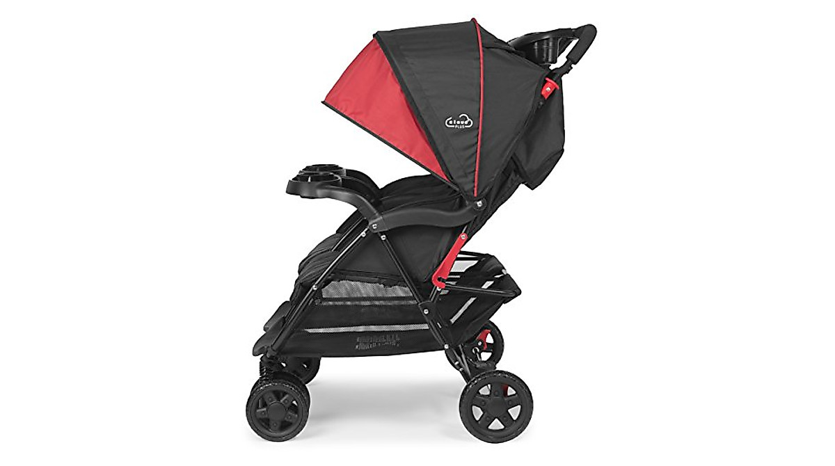 Kolcraft Cloud Plus Lightweight Double Stroller - Red/Black