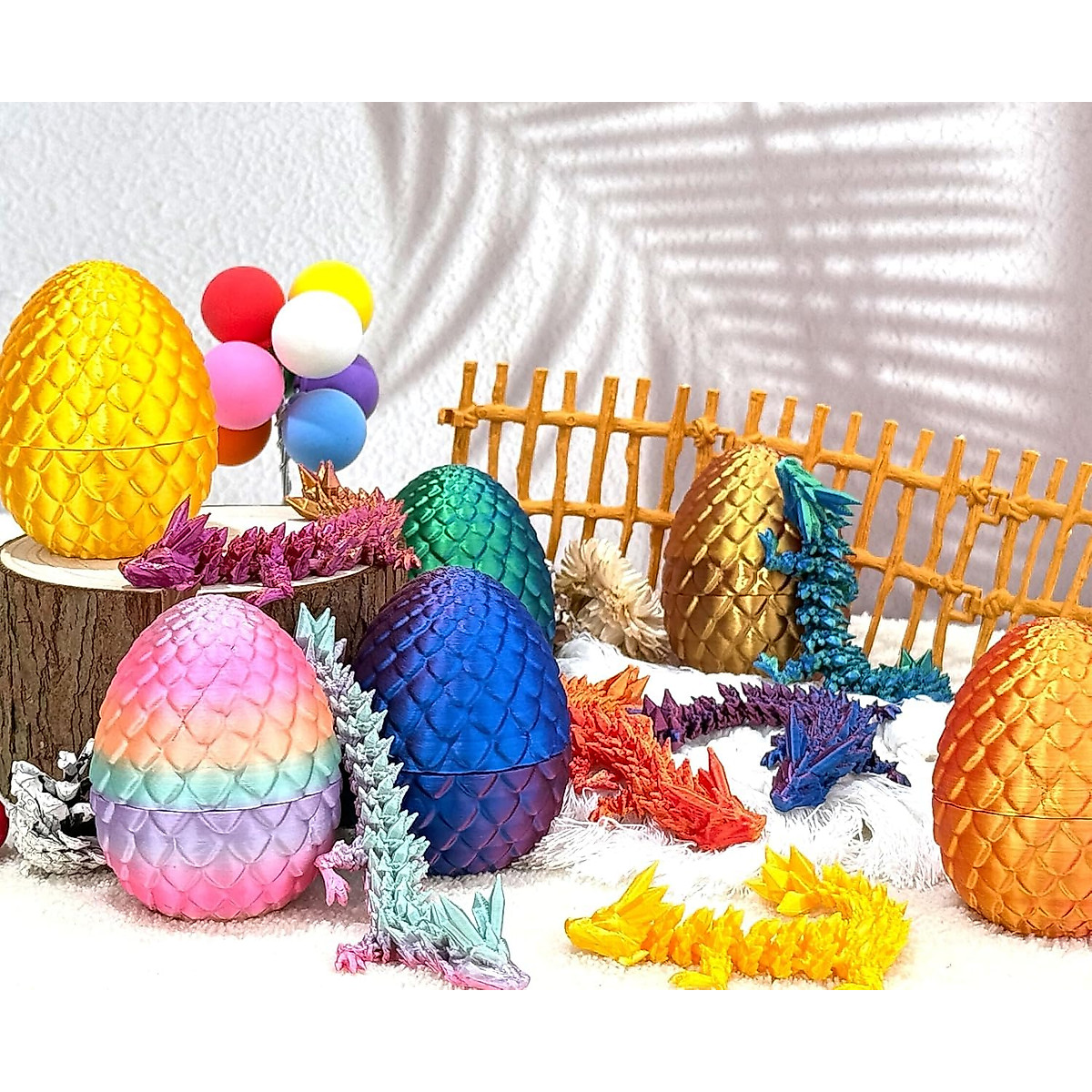 Dragon Egg 12In Dragon Toy 3D Printed Dragon Fidget Toys, 3D Printed Dragon Egg with Articulated Dragon Inside, Fidget Toys for Autism/ADHD, Easter Gifts(Bluegreen)