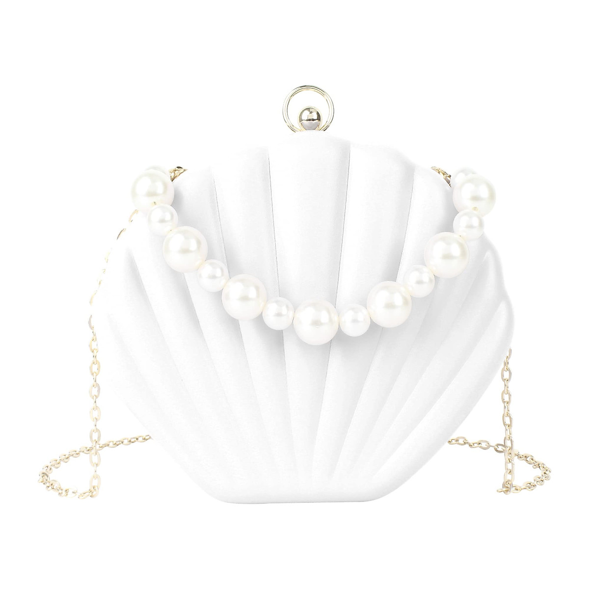 Goclothod Girls Seashell Shape Purse Glitter PU Leather Crossbody Shoulder Bag Mini Chain Purse