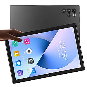 FECAMOS Intelligent Tablet, 10inch Tablet 100-240V US Plug Dual Speaker WiFi 128GB ROM 8 Core MT6753 CPU for Family (Black)