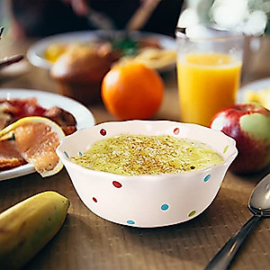 AVLA 4 Pack Porcelain Dessert Bowls, 9 OZ Ceramic Ice Cream Bowls for Kitchen, Small Snack Bowl Set for Appetizer, Nuts, Cereal, Fruit, Soup, Side Dishes, Microwave and Dishwasher Safe (Polka Dot)