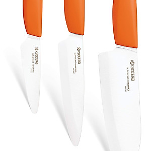 Kyocera FK-3PC-WHOR 3Piece Advanced ceramic Revolution Series Knife Set, Blade Sizes: 5.5", 4.5", 3", Orange