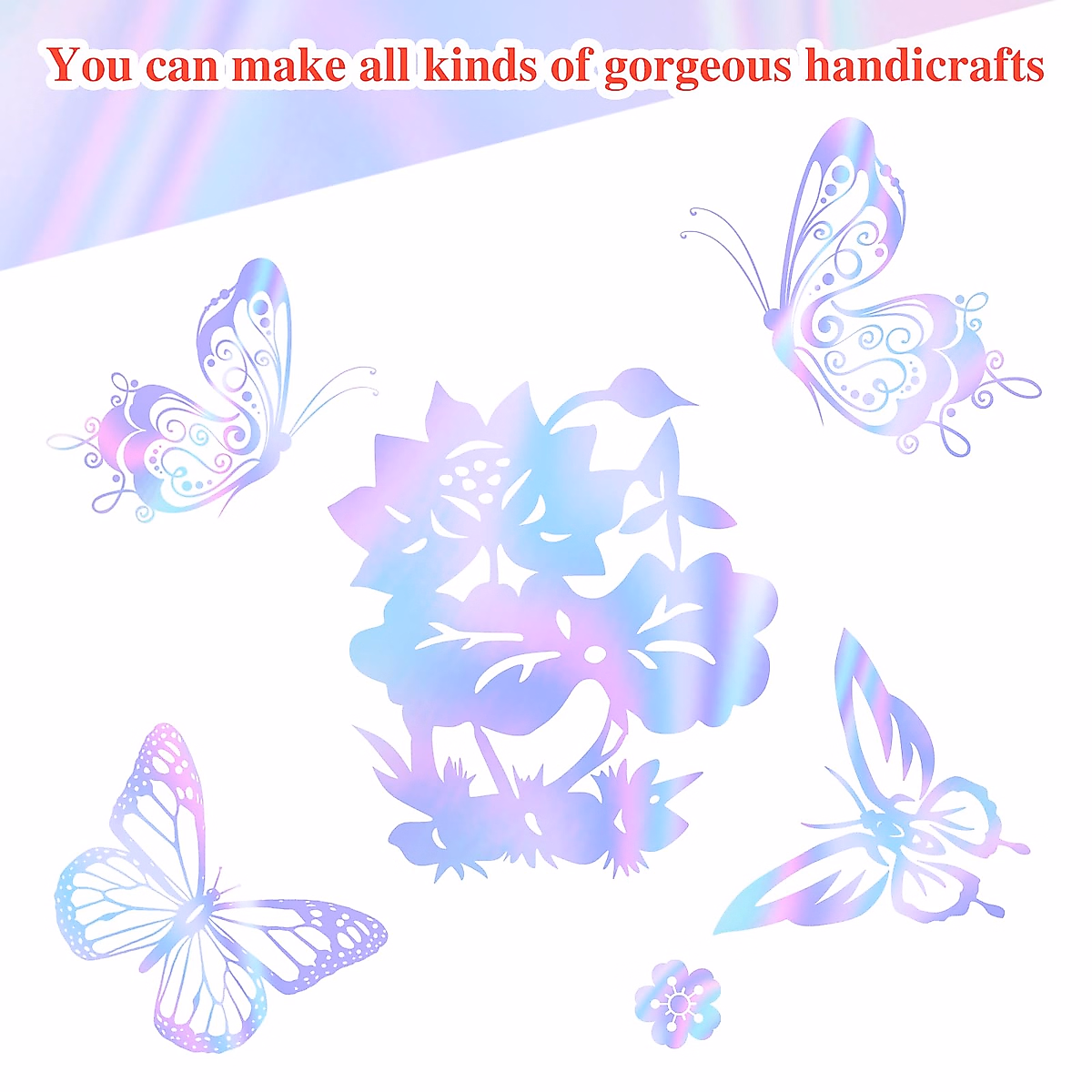 Prudiut 150 Pieces Cellophane Sheets Iridescent Cellophane Wrap Easter Cellophane Gift Wrap for Iridescent Film Crafts Decoration Holographic Candy Wraps (9 x 9 Inch)