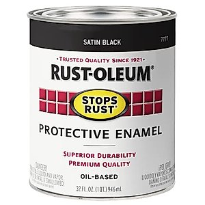 Rust-Oleum 7777502 Protective Enamel Paint Stops Rust, 32-Ounce, Black Satin Finish