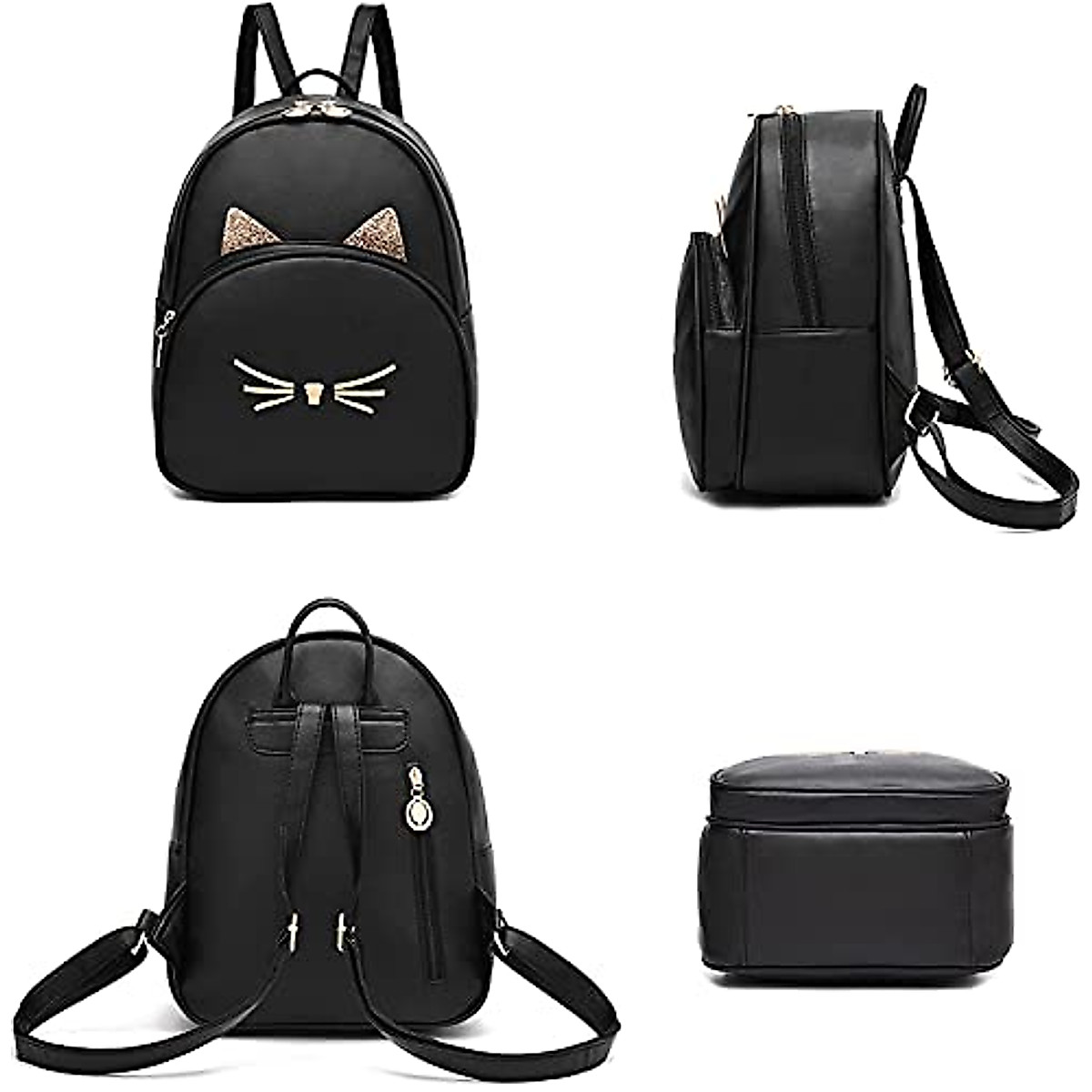 ARDIKAMA Mini Backpack Purse for Girls Teens Women Small Fashion Backpack PU Leather Shoulder Backpacks with Cat Print Pearlescent Violet