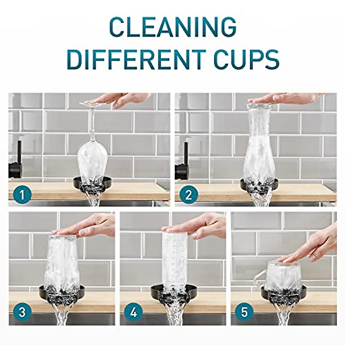 POKIM Metal Glass Rinser for Kitchen Sink, Baby Bottle Cleaner Premium SUS 304 Stainless Steel,Cup Washer Accessories Replacement Matte Black Finish Bottle Cleaner Sink Attachment