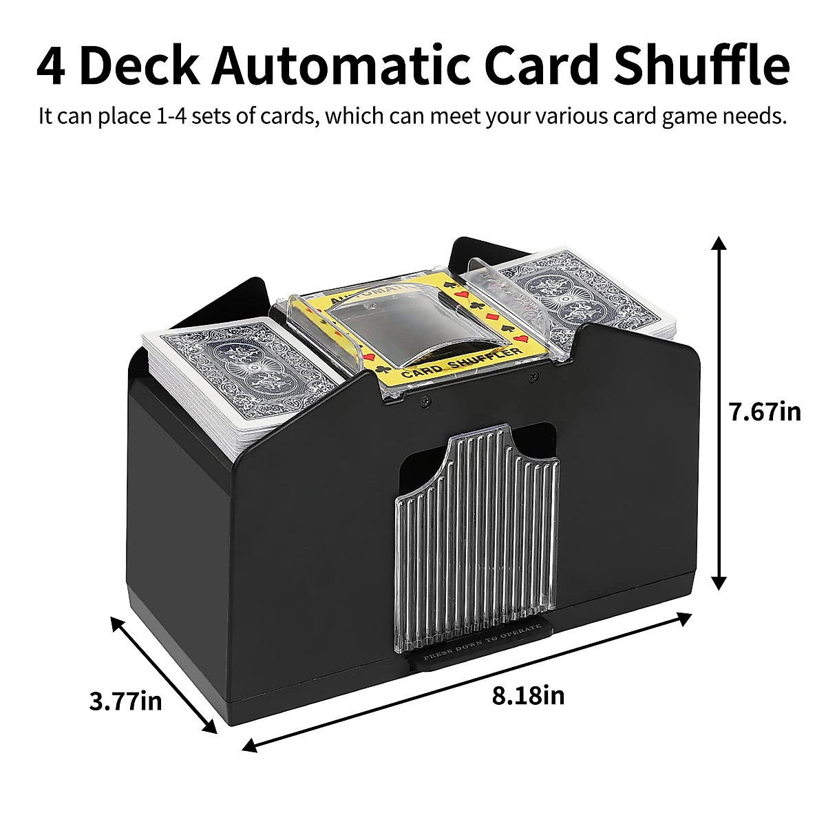 Ni-SHEN 4 Deck Automatic Card Shuffler USB/Battery Operated Electric Shuffler for Family Party Poker/Blackjack/UNO(1-4 Deck Card Shuffler)